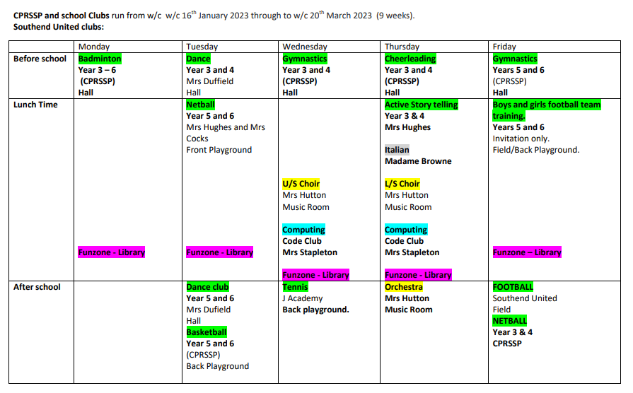 Hadleigh Junior School - Clubs
